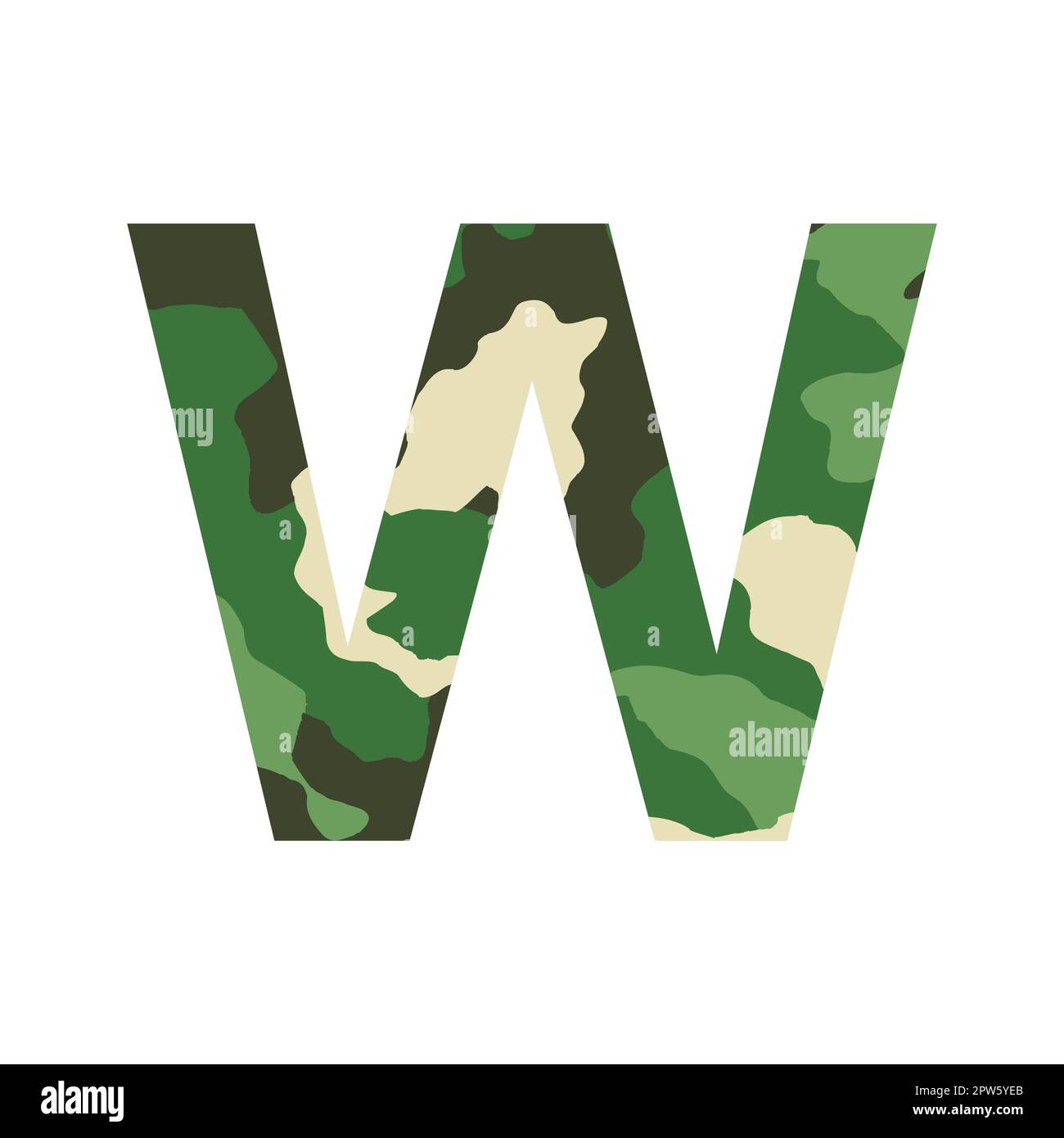 English alphabet letter W, khaki style isolated on white background - Vector illustration Stock ...