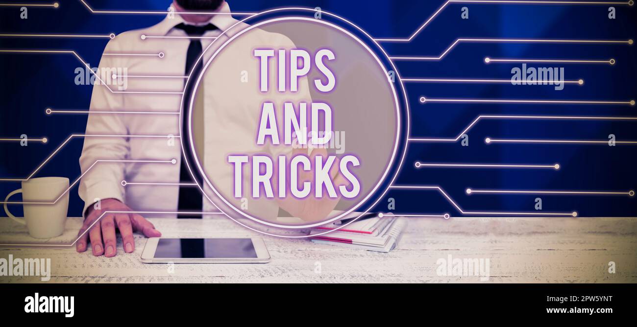 Conceptual display Tips And Tricks, Word Written on Suggestions to Make ...