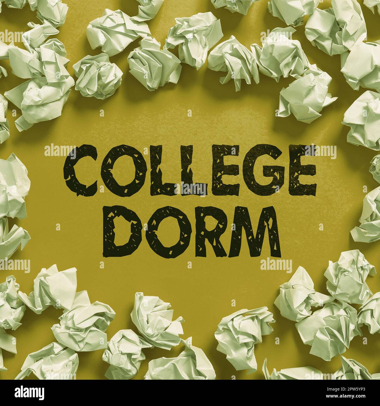 Sign displaying College Dorm, Word for residence hall providing rooms ...