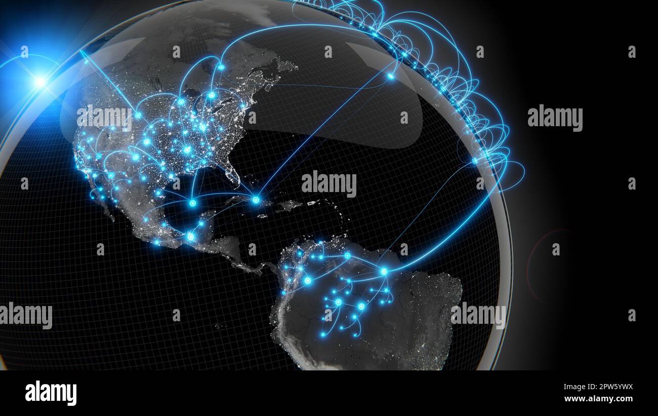 Global connection concept. Planet earth network sphere. 3d rendering ...