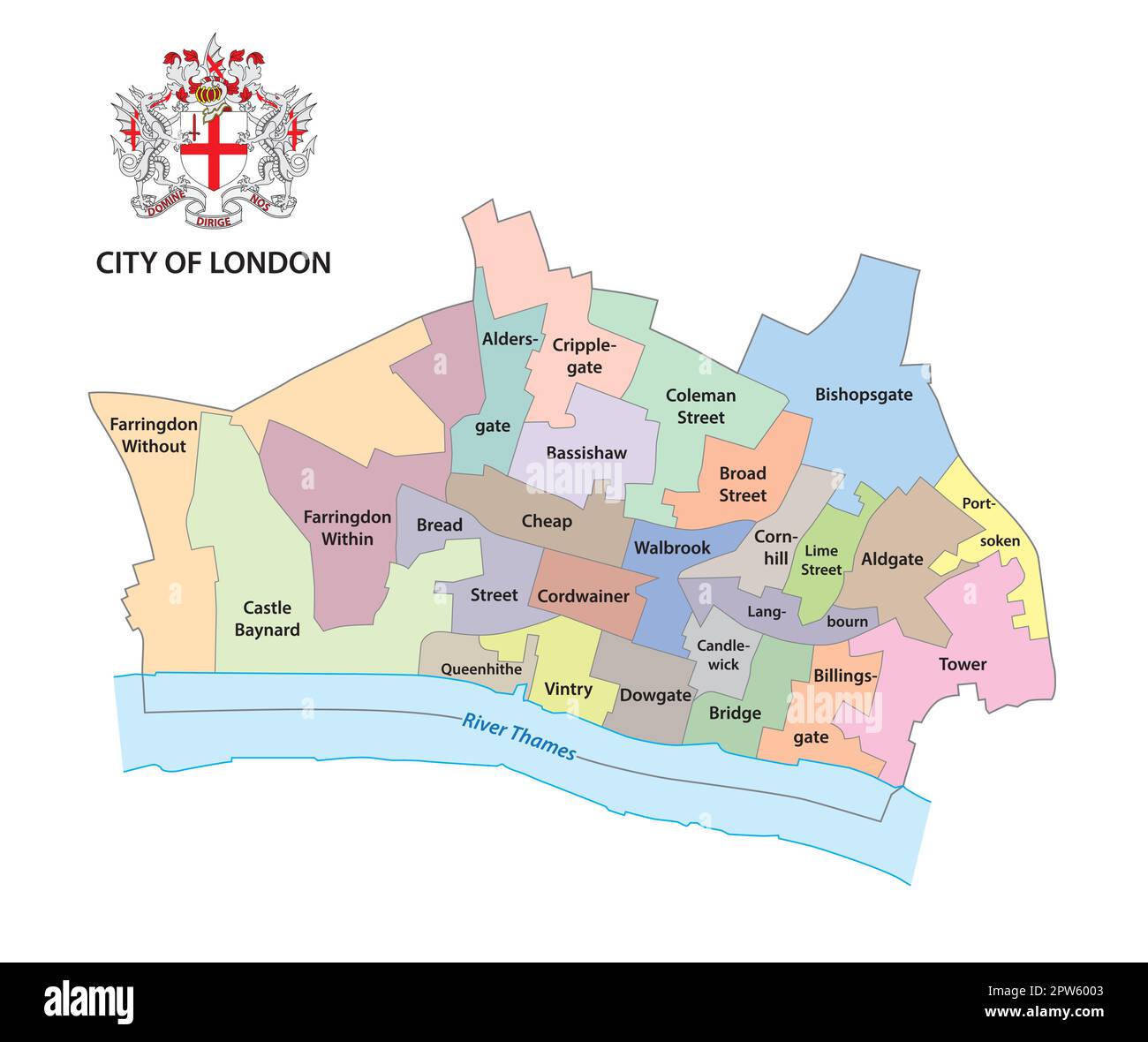 City of London administrative map with coat of arms Stock Vector Image ...