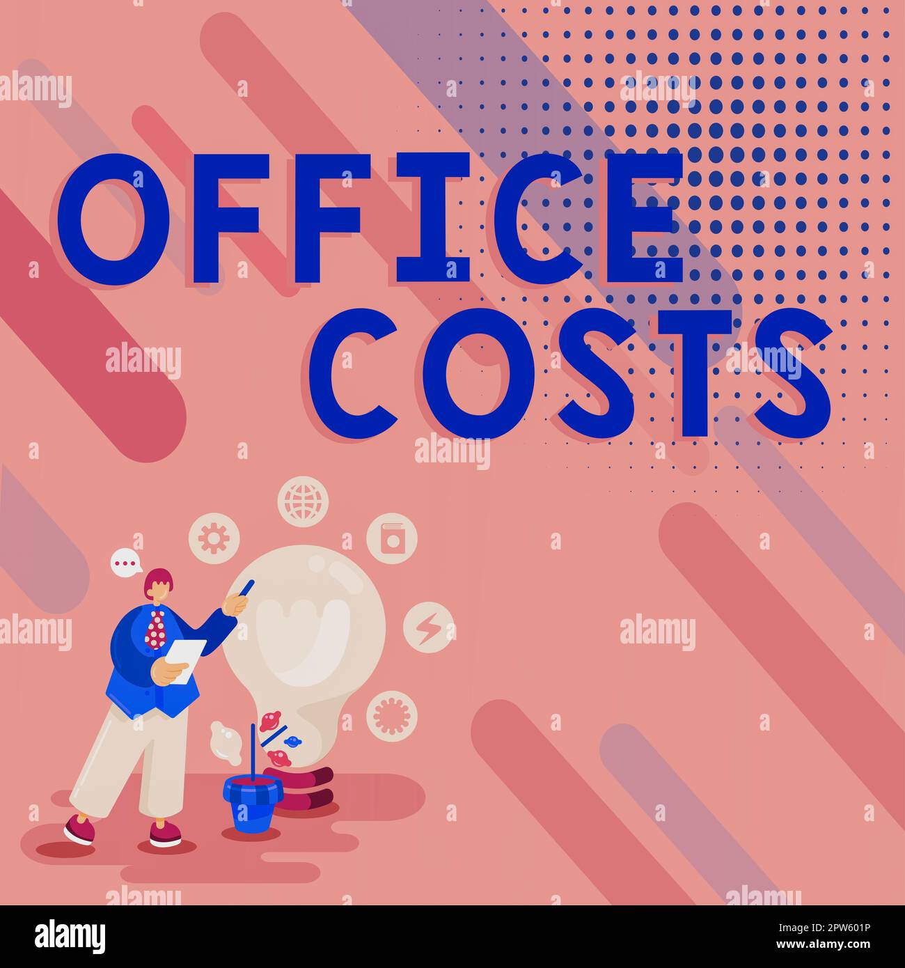Sign displaying Office Costs, Concept meaning amount of money paid to ...