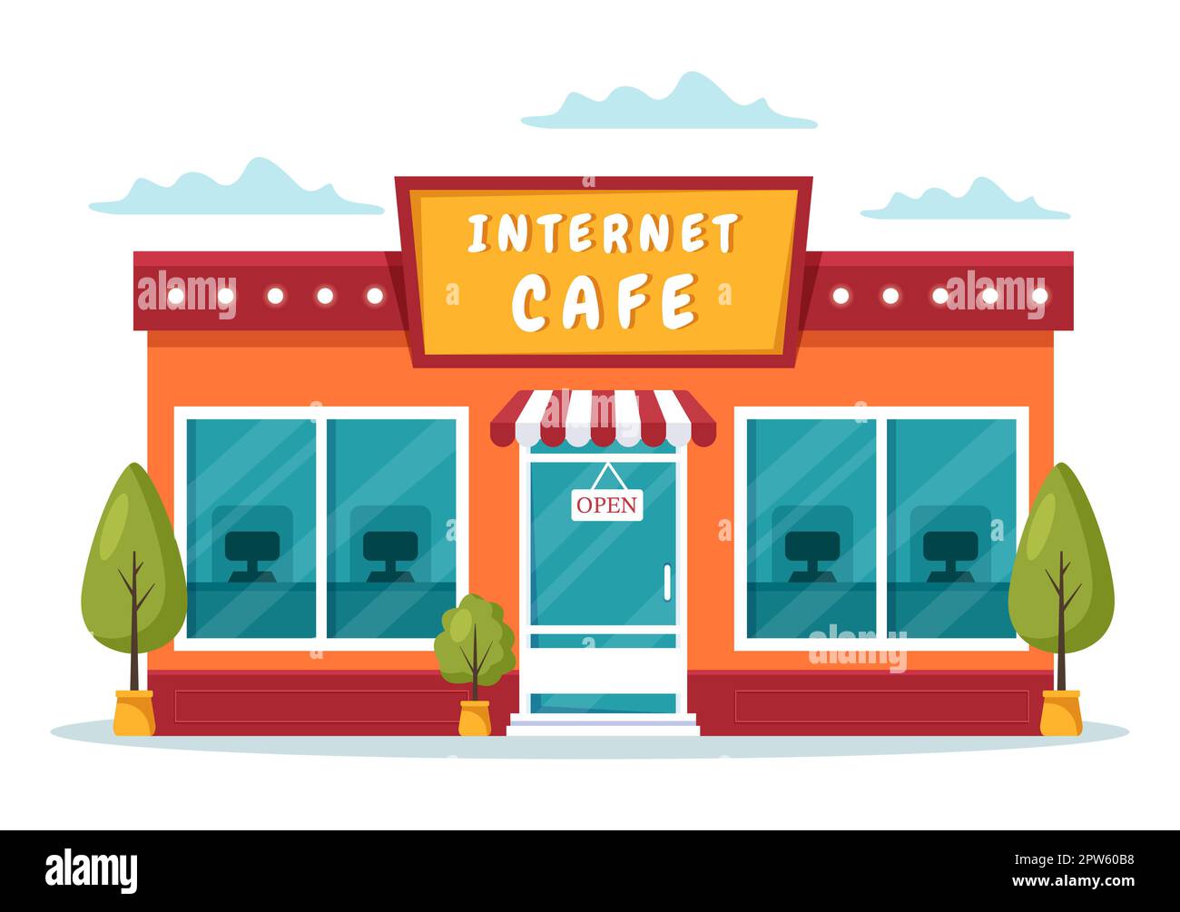 Cafe Building Cartoon