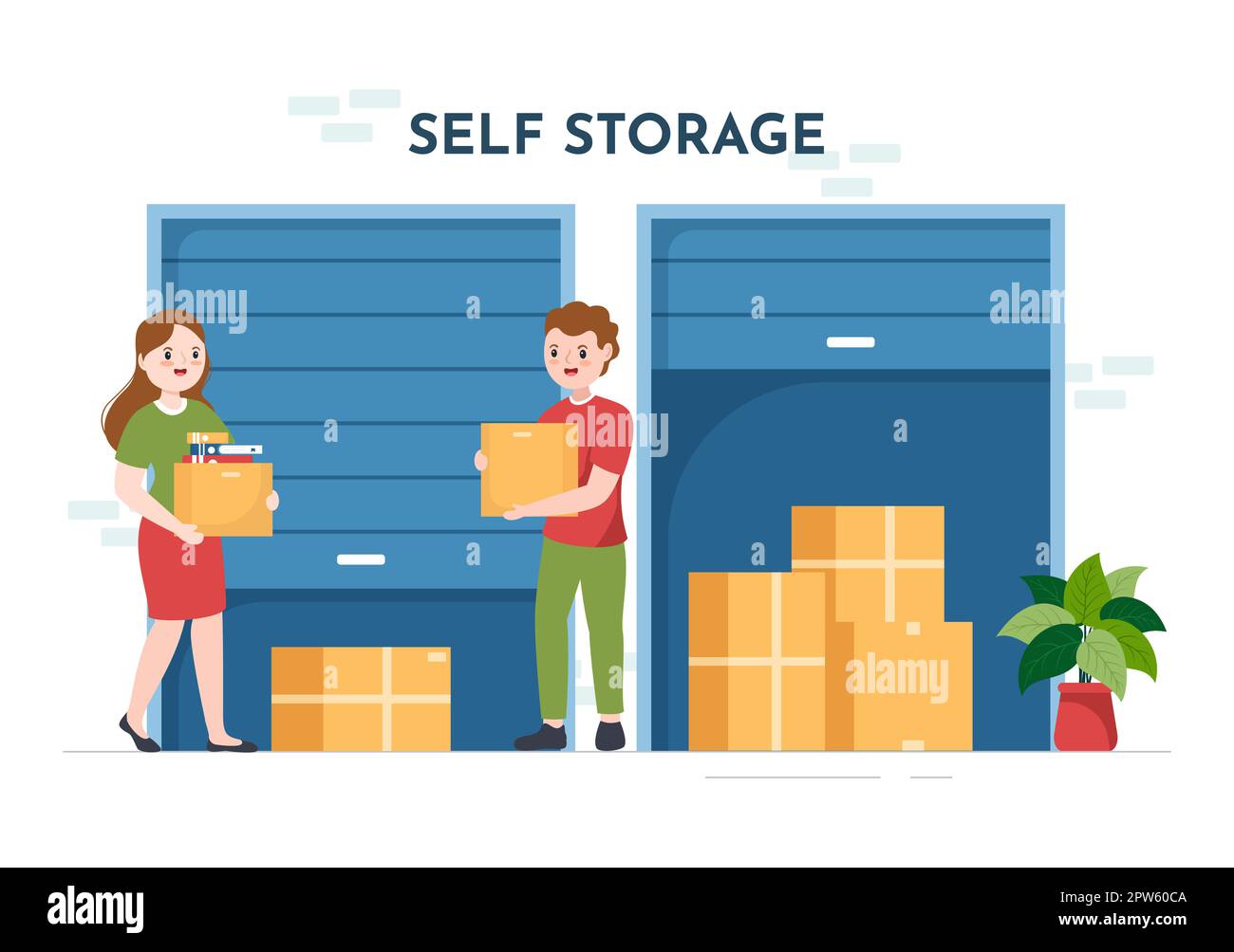 Self Storage of Cardboard Boxes Filled with Unused Items in Mini ...