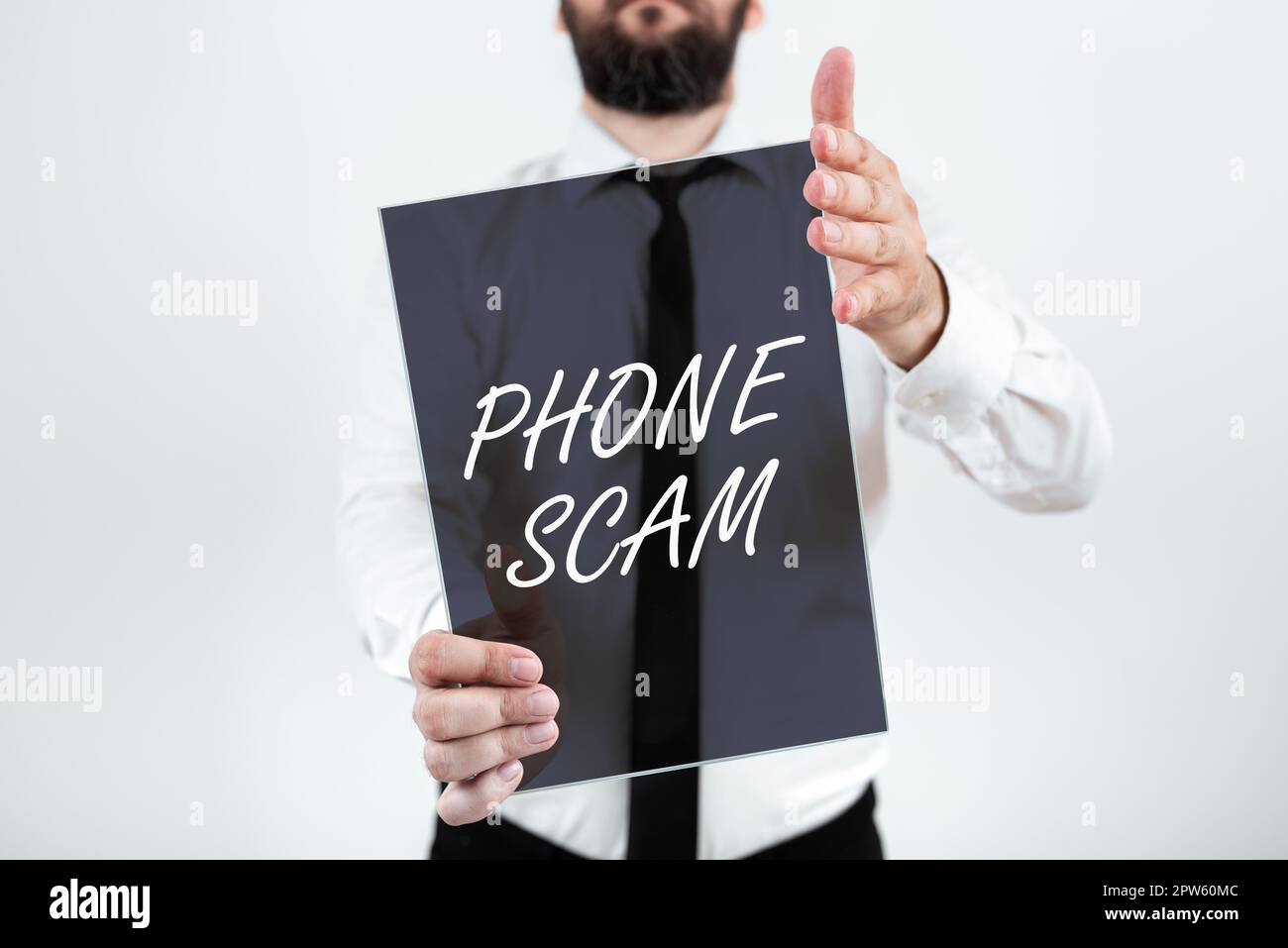 Conceptual display Phone Scam, Business showcase getting unwanted calls to promote products or ...