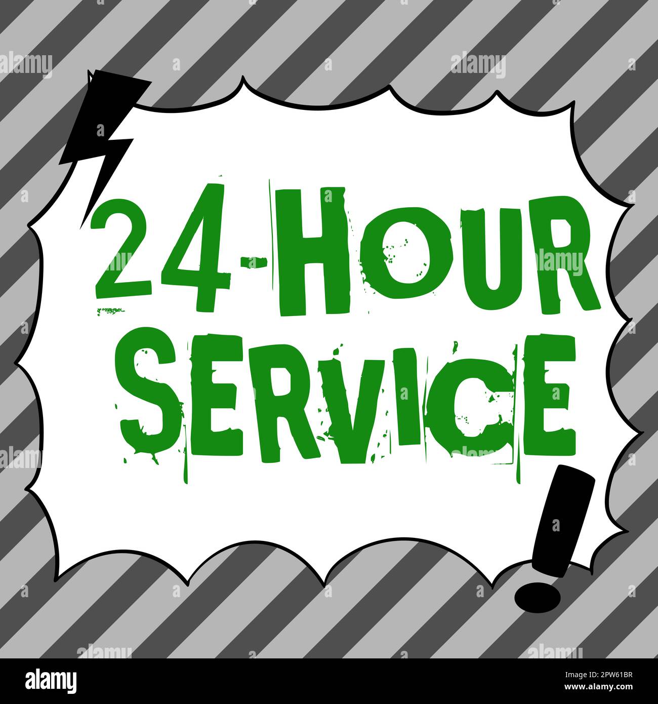 Text caption presenting 24 Hour Service, Business approach service that ...