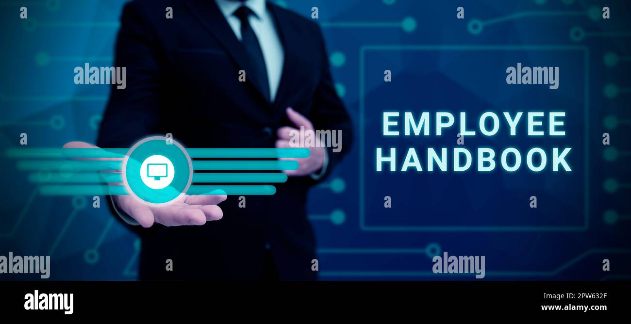 Inspiration showing sign Employee Handbook, Word Written on Document ...