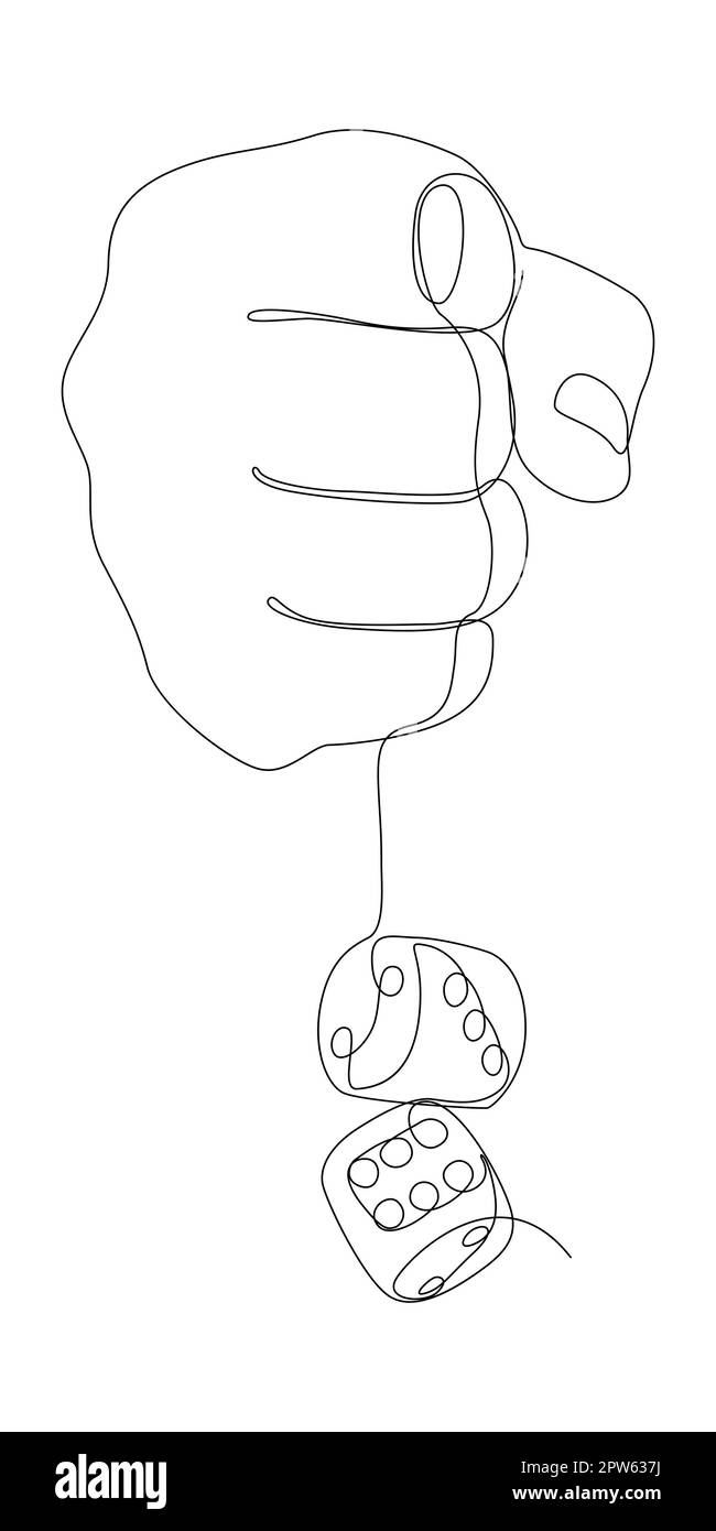One white continuous line drawing hand with dice Stock Vector Image ... One white continuous line drawing hand with dice Stock Vector Image ...