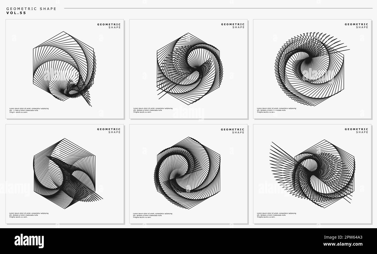 Blend Lines Hexagonal Abstract Vector Set Modern Line Hexagon Design Template Stock Vector
