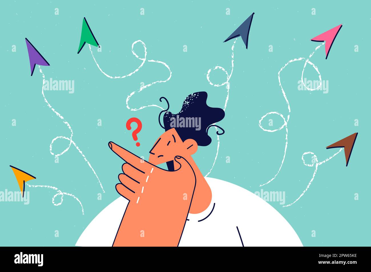 Confused man with arrows facing different directions Stock Vector Image ...