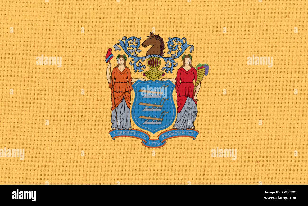 Flag of American state New Jersey on textured surface. Flags of U.S ...