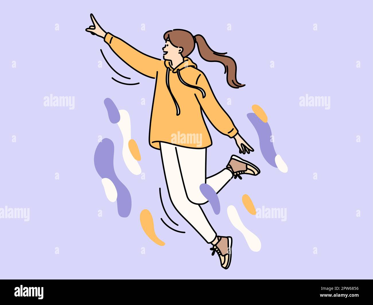 Energetic woman flying involved in creative thinking Stock Vector Image ...