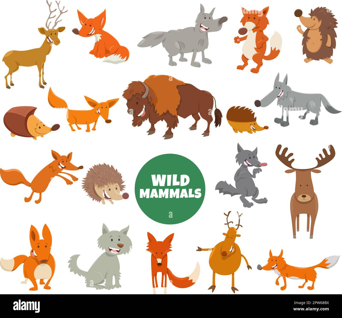 cartoon wild animals characters big set Stock Vector Image & Art - Alamy