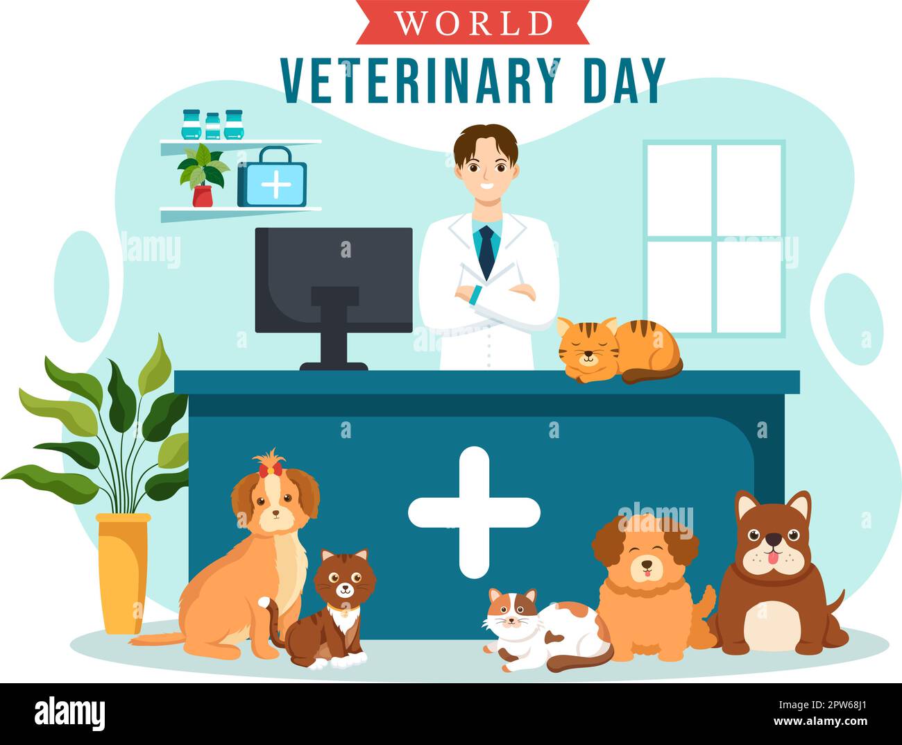 World Veterinary Day on April 29 Illustration with Doctor and Cute ...