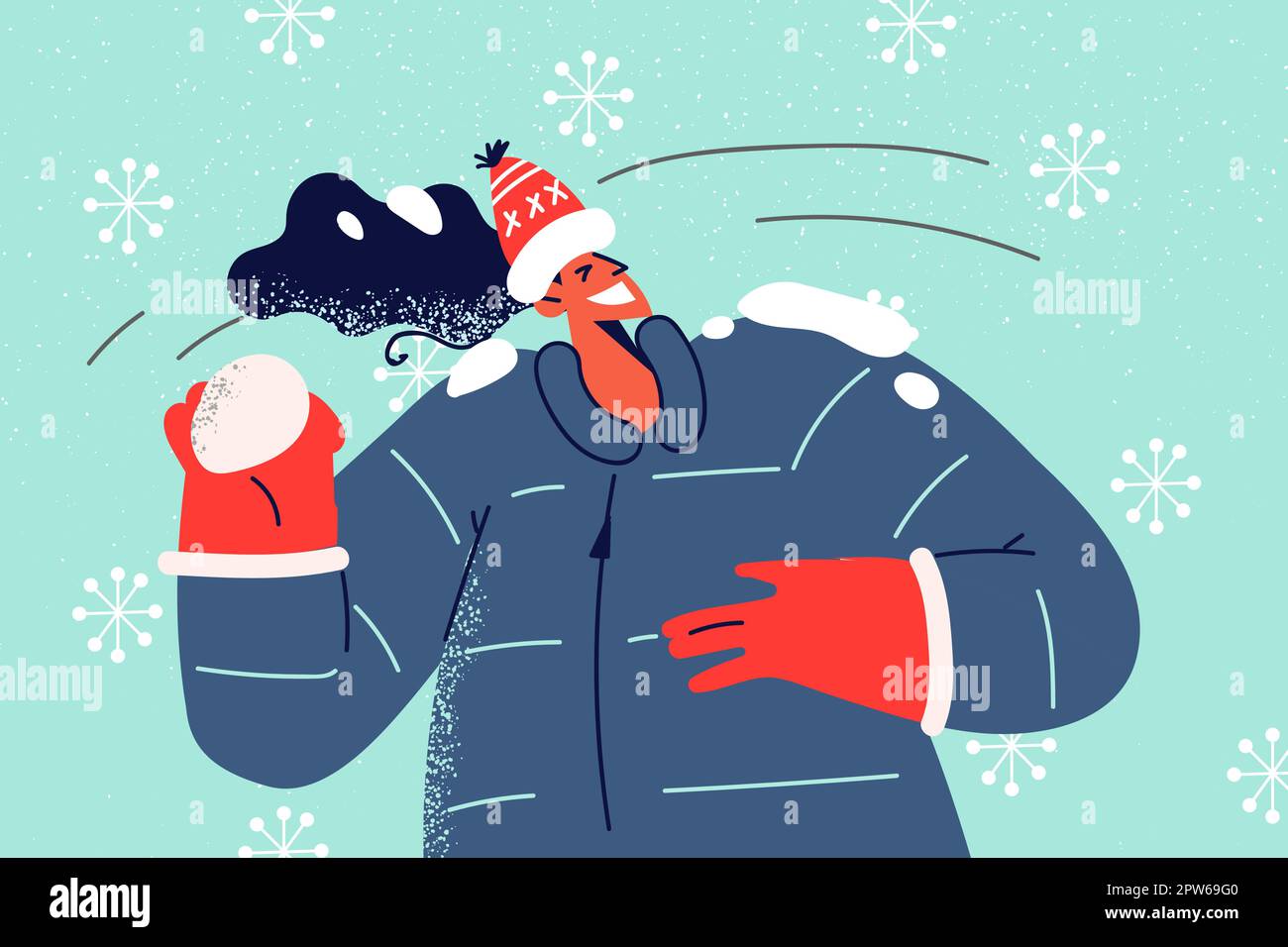 Woman smiling in snow Stock Vector Images - Alamy