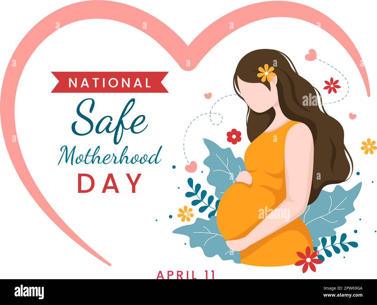 National Safe Motherhood Day on April 1 Illustration with pregnant ...
