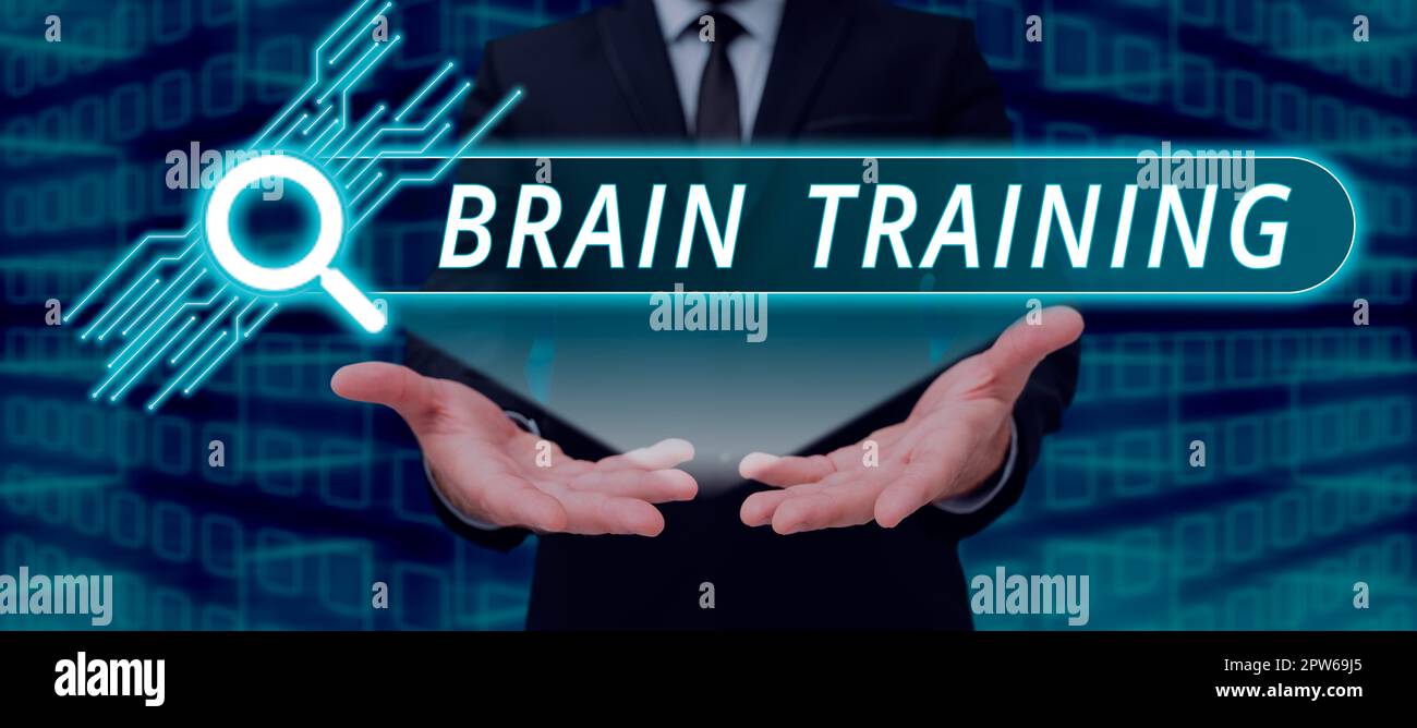 Hand writing sign Brain Training, Business showcase mental activities ...