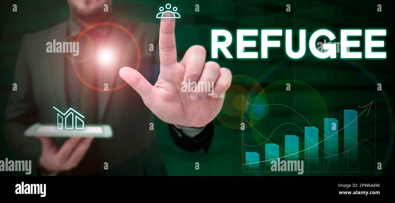 Hand writing sign Refugee, Conceptual photo refer to movements of large ...