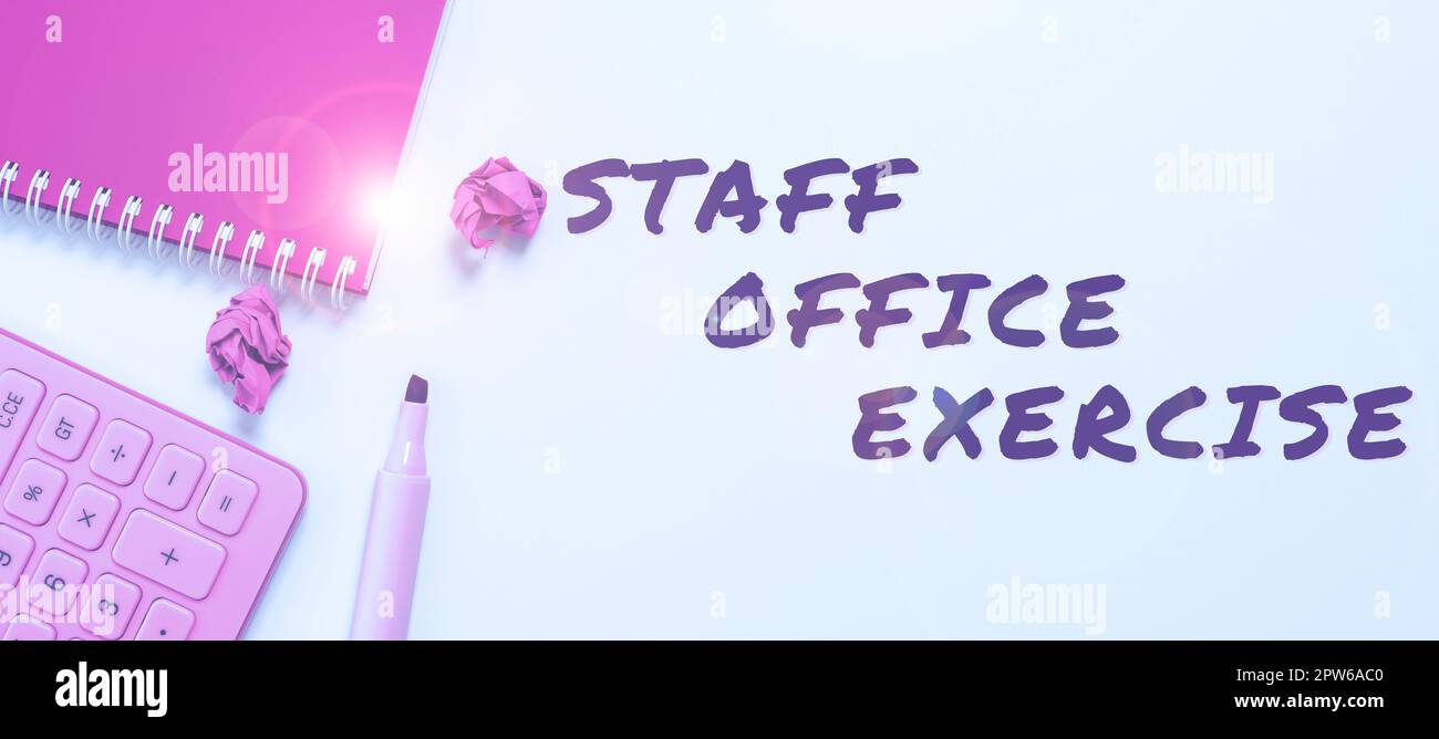 Text caption presenting Staff Office Exercise, Conceptual photo ...