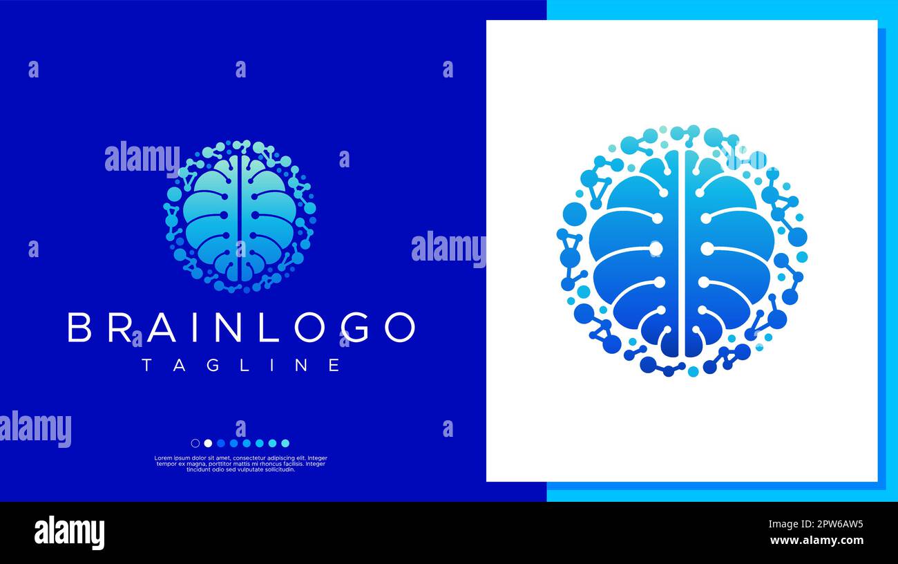Network brain logo design vector. Modern brain logo design template ...