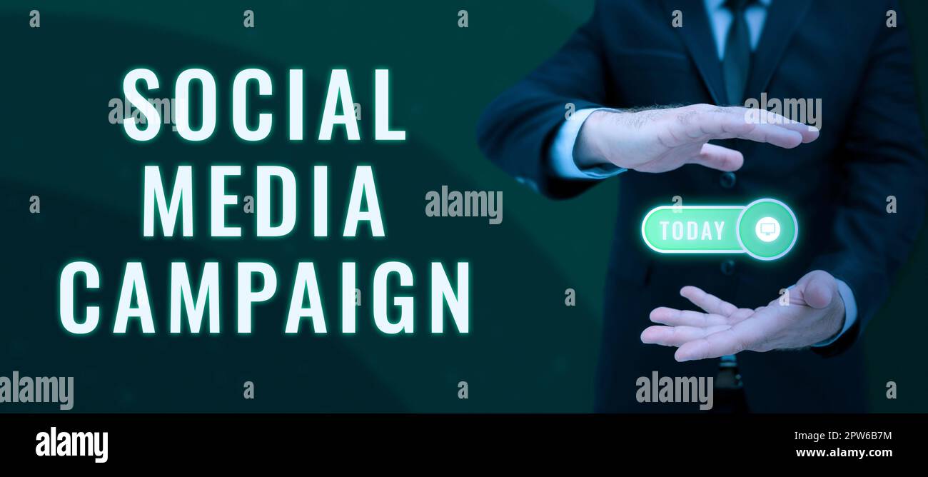 Text caption presenting Social Media Campaign, Business showcase Use of ...