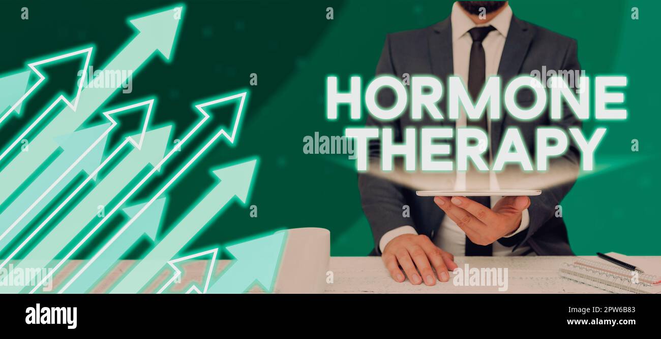 Conceptual caption Hormone Therapy, Word Written on treatment of ...