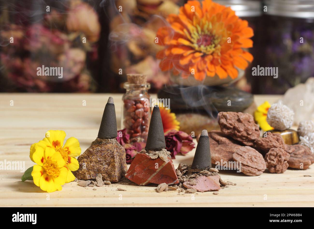 Desert Rose Rocks From Oklahoma on Meditation Altar Stock Photo - Alamy