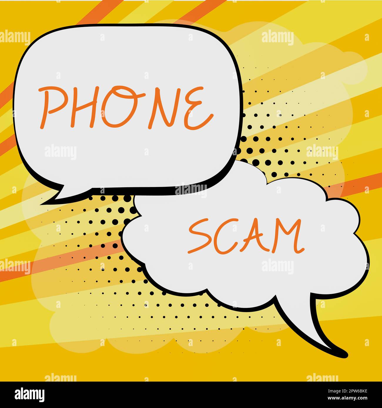 Sign displaying Phone Scam, Word for getting unwanted calls to promote ...