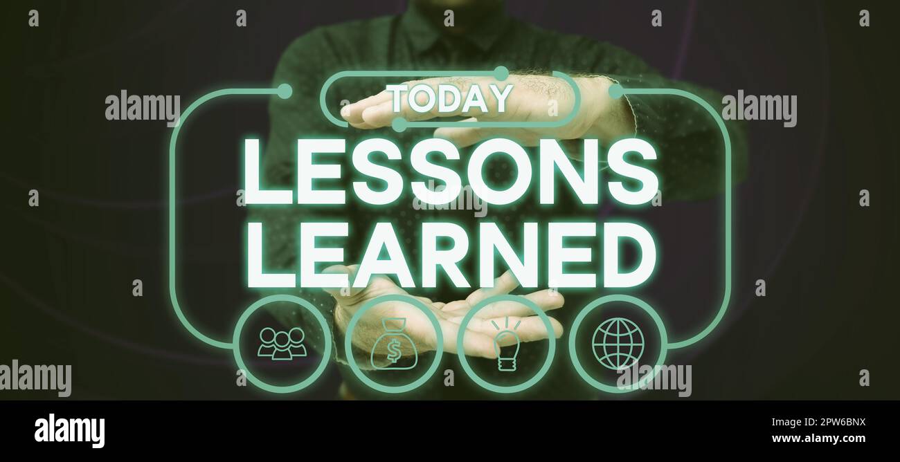 Text showing inspiration Lessons Learned, Internet Concept the ...