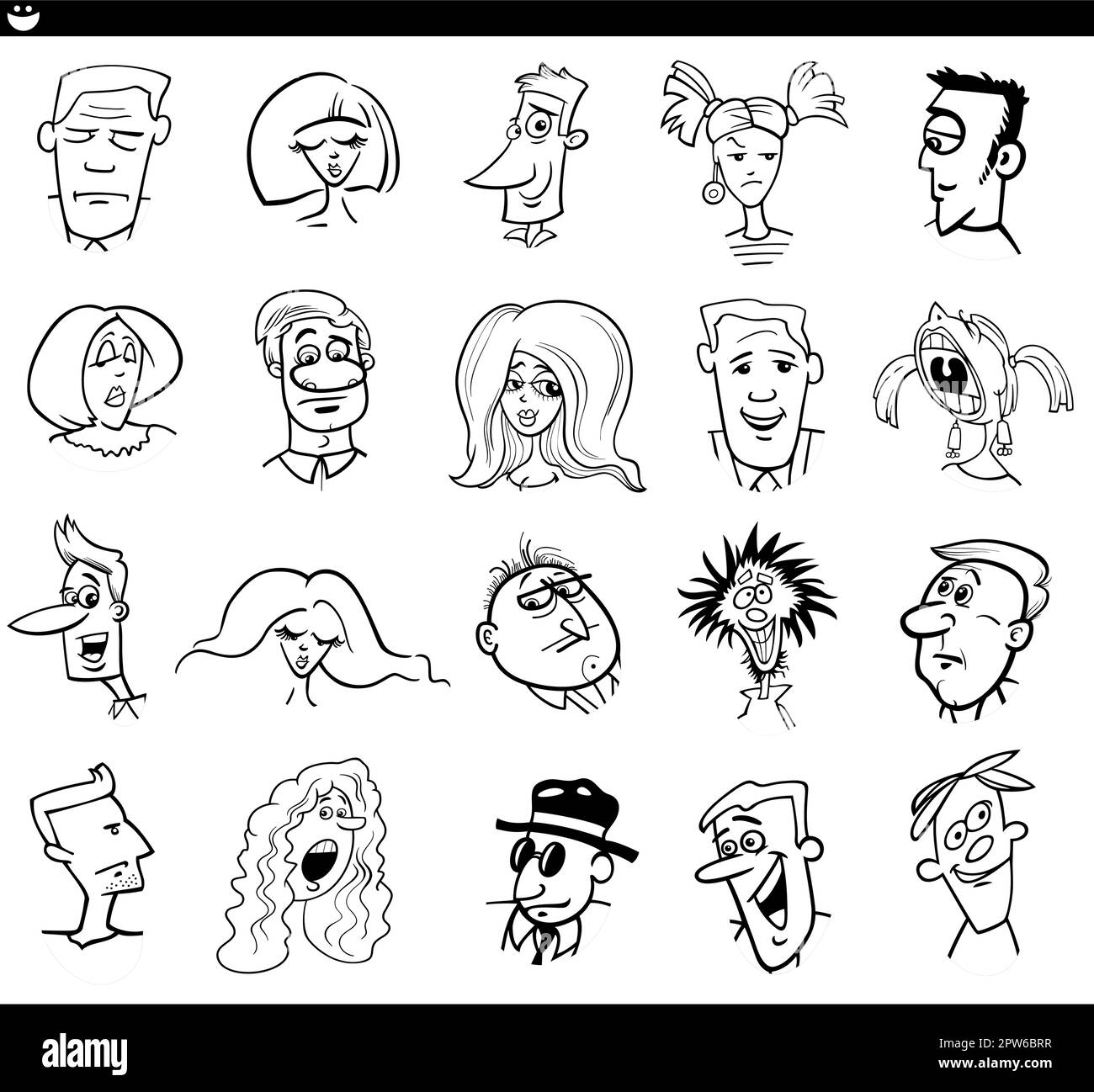 cartoon people characters faces and emotions set Stock Vector Image ...