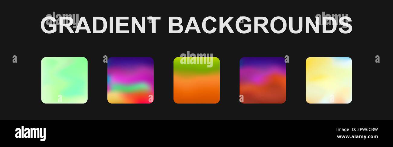 Set of 5 different gradient texture backgrounds - Vector illustration ...