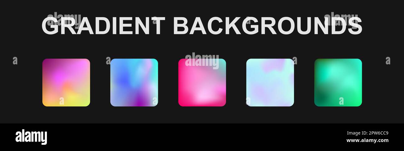 Set of 5 different gradient texture backgrounds - Vector illustration ...