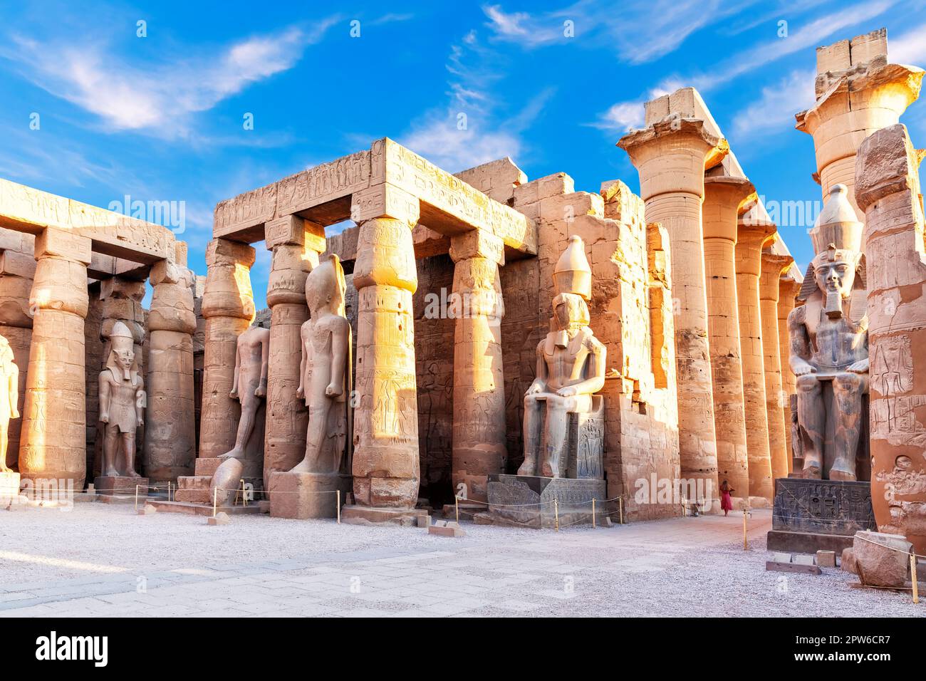Beautiful Luxor temple, first pylon ruins near the statues of Ramses II ...