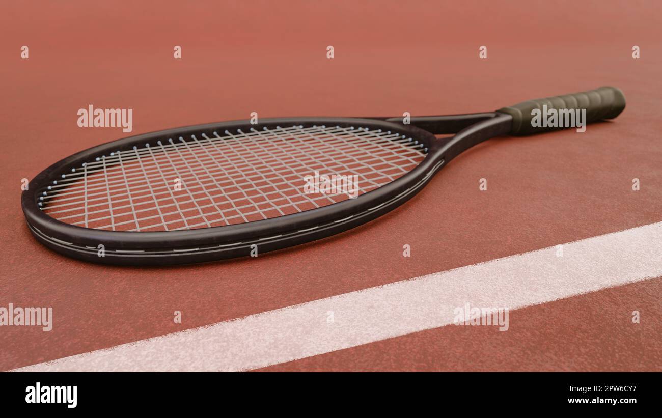 Sport and healthy lifestyle. Tennis. tennis racket on clay court Sports ...
