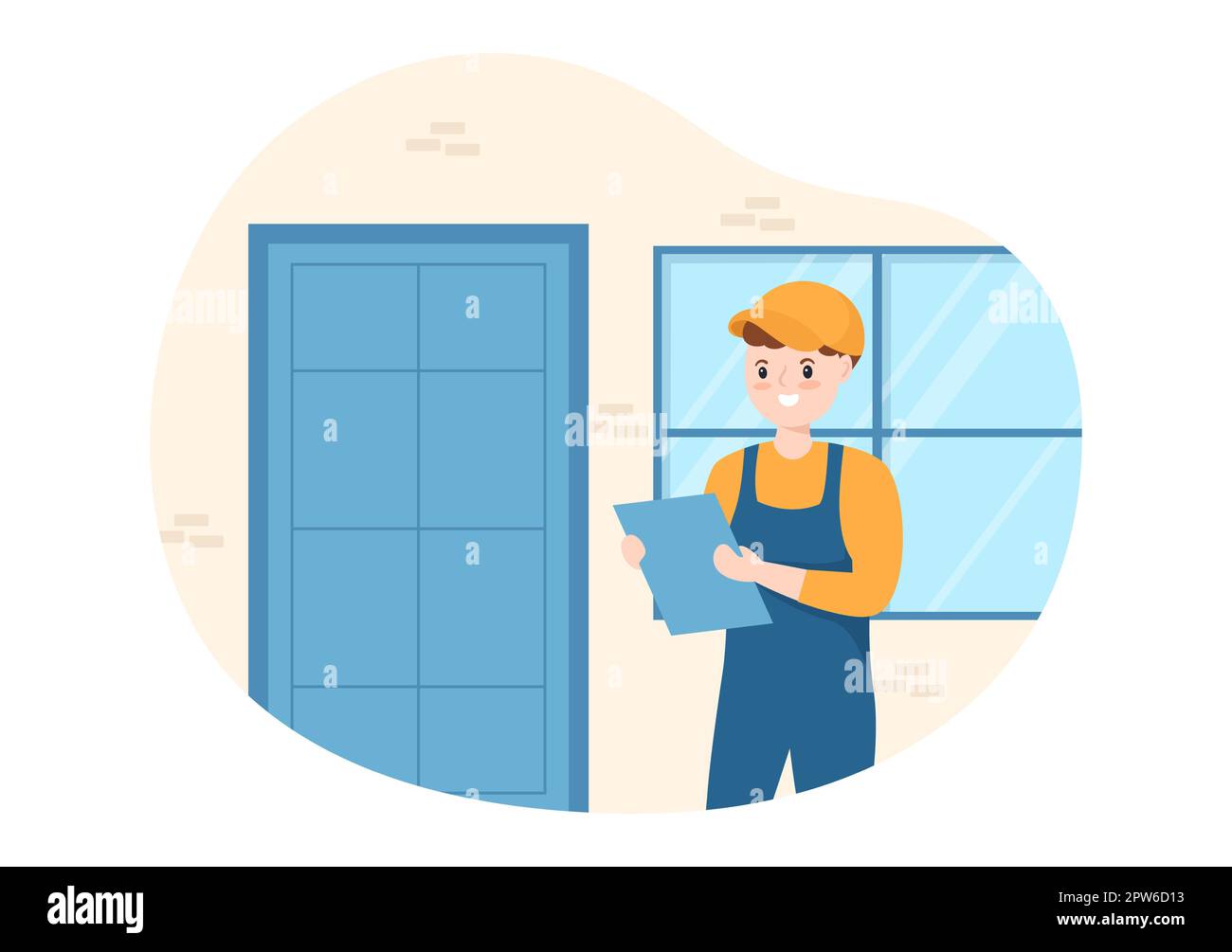 Window and Door Installation Service with Worker for Home Repair and ...