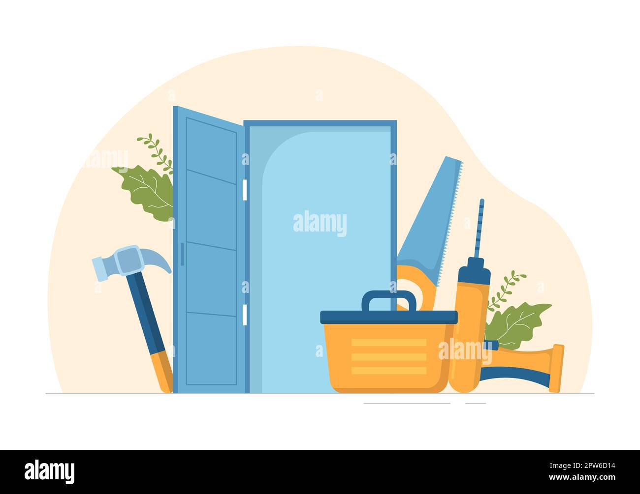 Window and Door Installation Service with Worker for Home Repair and ...