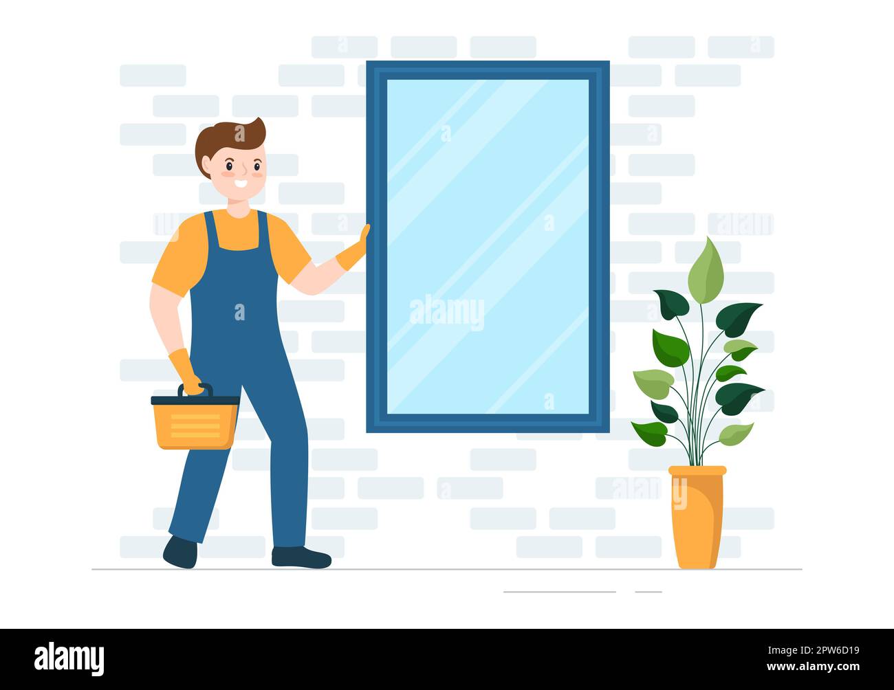 Window and Door Installation Service with Worker for Home Repair and ...