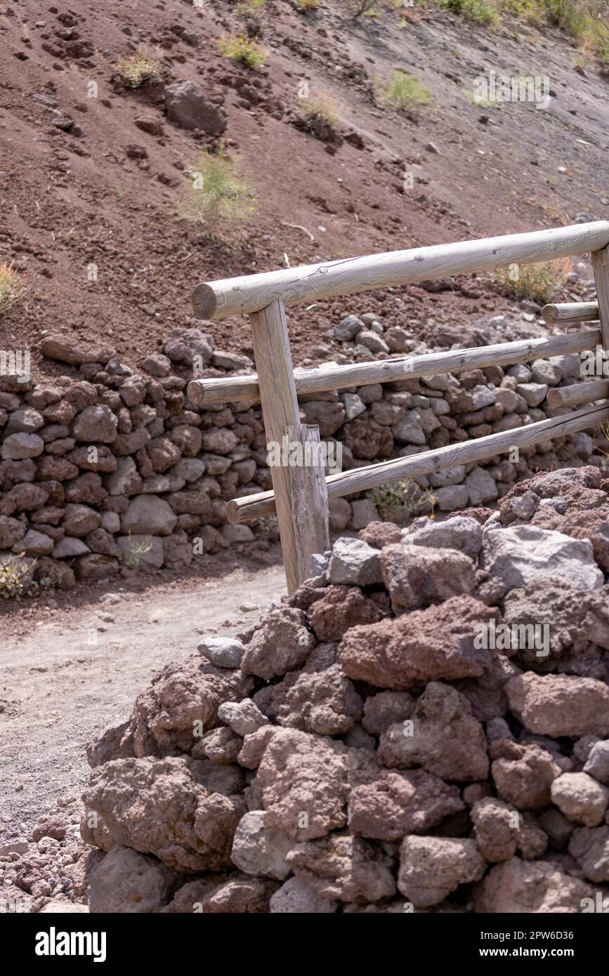 Scenic footpath made of fine sharp volcanic tuff to the top of the ...