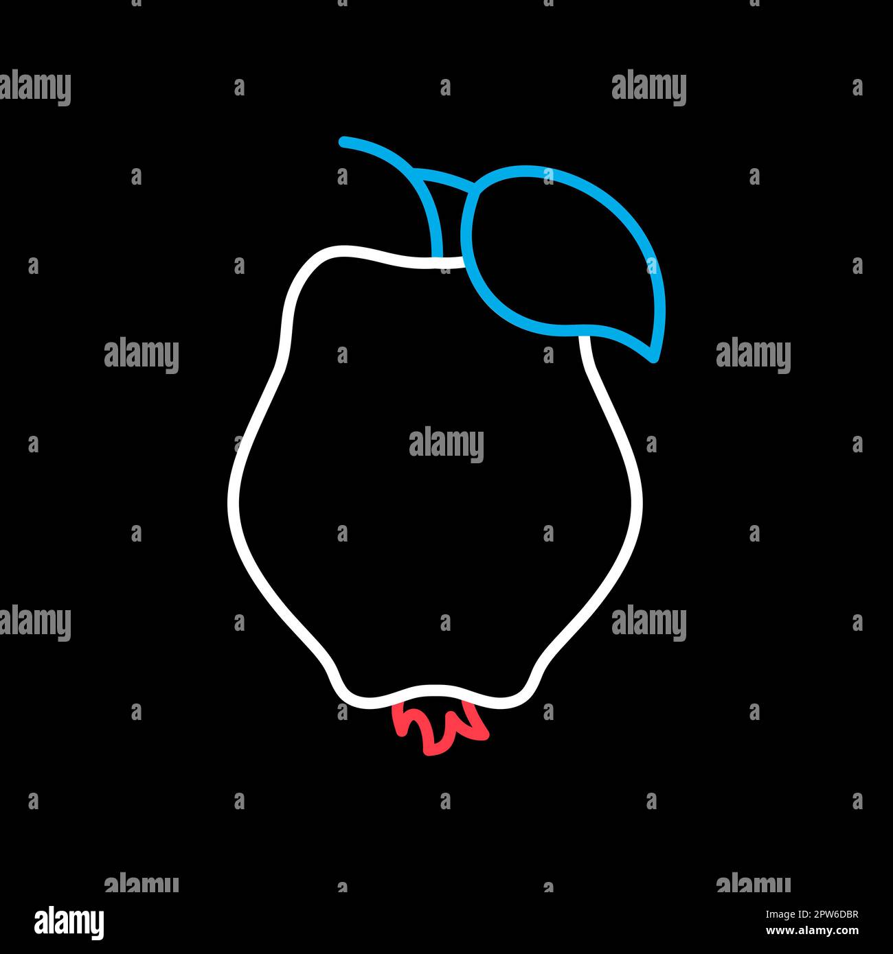 Quince vector on black background icon. Graph symbol for food and ...