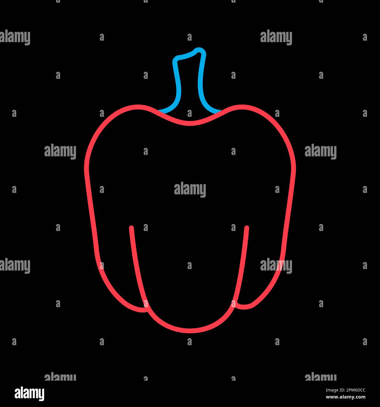 Bell Pepper or paprika isolated design vector on black background icon ...