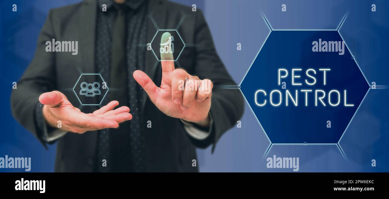 Text sign showing Pest Control, Internet Concept Killing destructive ...