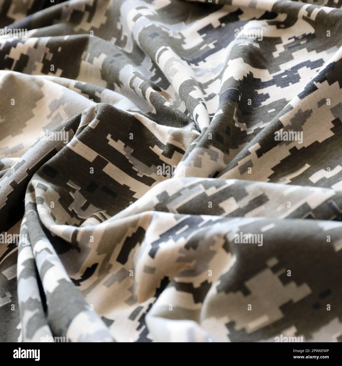 Fabric with texture of Ukrainian military pixeled camouflage. Cloth ...