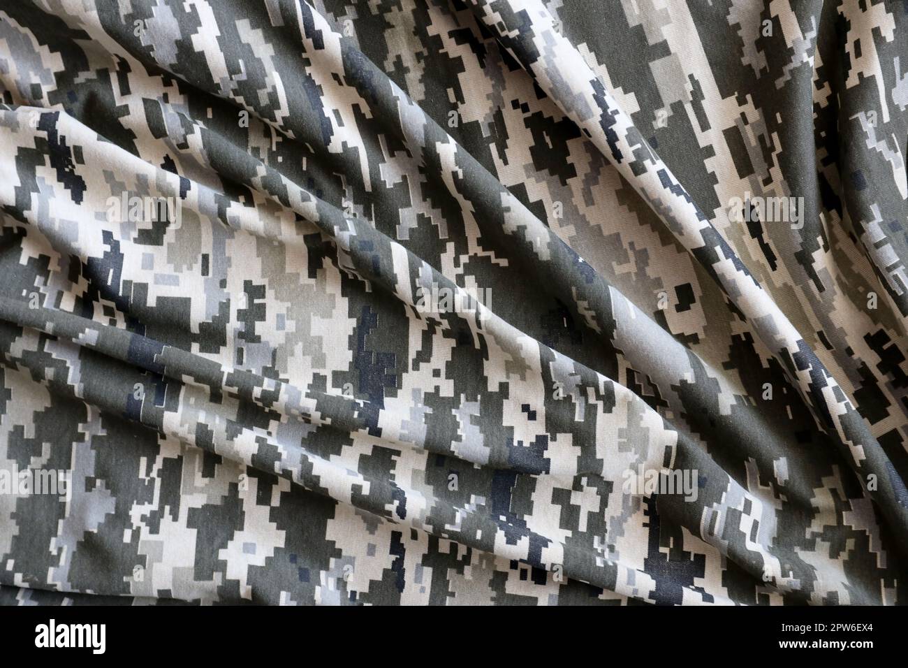Fabric with texture of Ukrainian military pixeled camouflage. Cloth ...