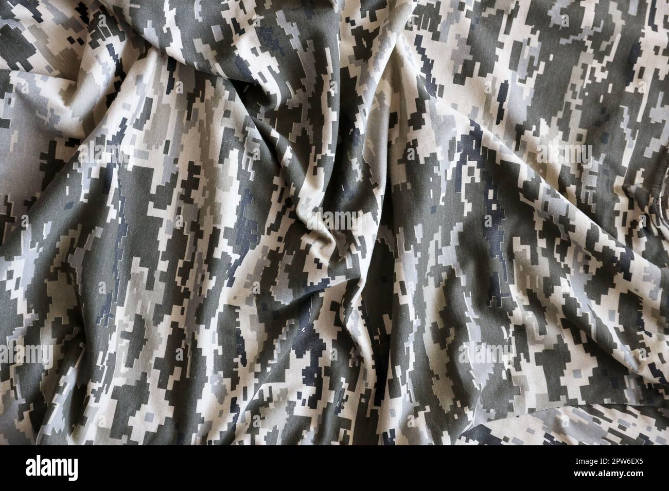 Fabric with texture of Ukrainian military pixeled camouflage. Cloth ...