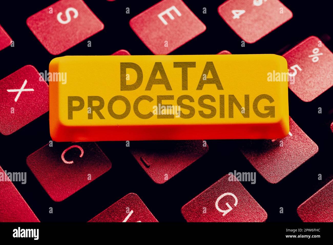 Hand writing sign Data Processing, Word Written on collection and manipulation of items of data ...