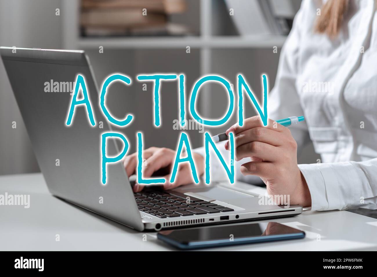 Hand writing sign Action Plan, Business idea list of things or schedule ...