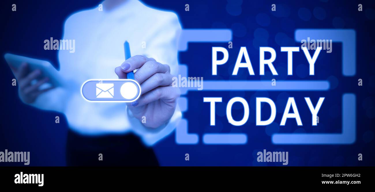 Hand writing sign Party, Business idea social gathering invited guests ...