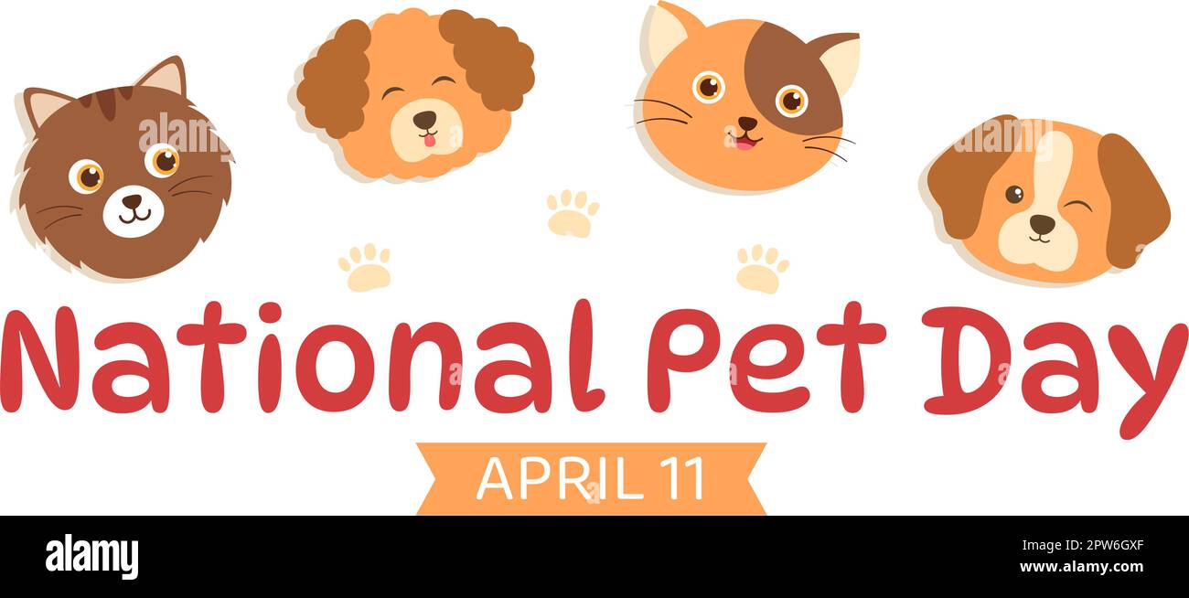 National Pet Day on April 11 Illustration with Cute Pets of Cats and ...