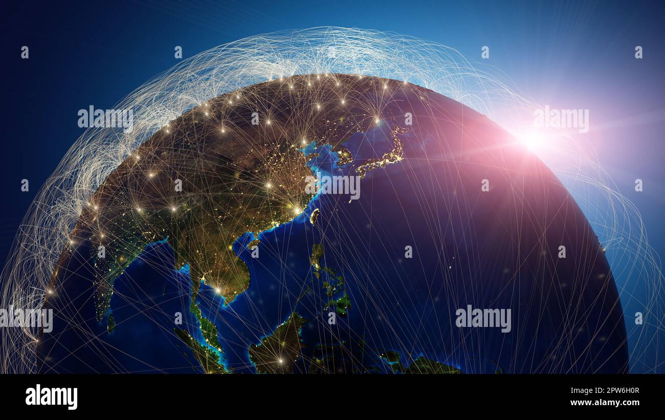 Global connection concept. Planet earth network sphere. 3d rendering ...