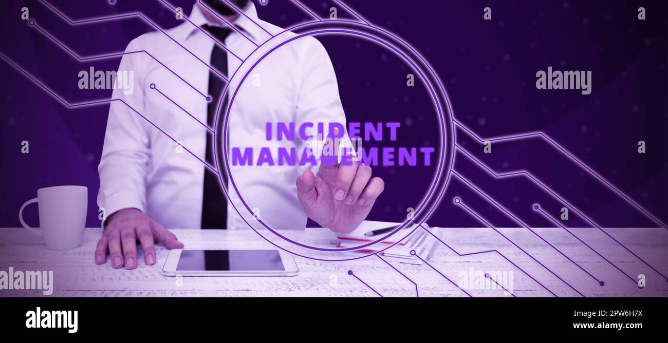 Hand writing sign Incident Management, Word for Process to return ...